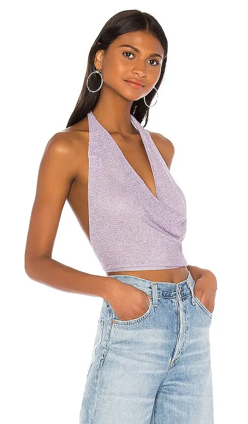 Superdown Rubie Cowl Neck Top - Lavender Metallic