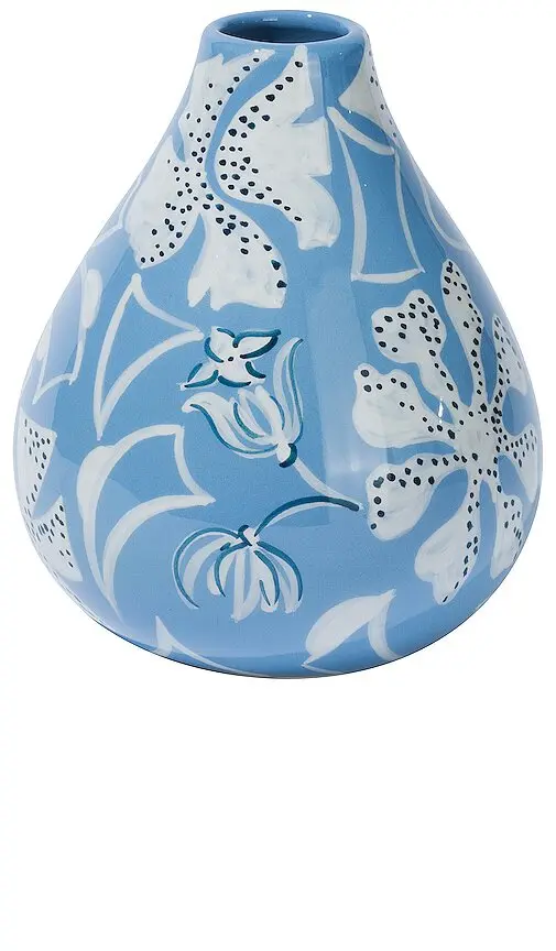 VAISSELLE Drop It Like Its Hot Vase In Baby Blue - Atlantic Blue & White