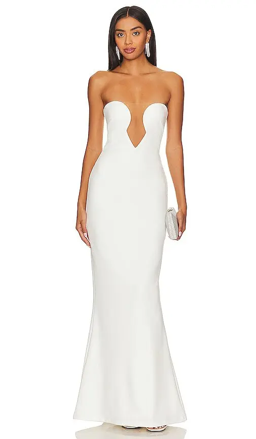 open lace back dress Rent NOOKIE Diaz Halter Gown (White)