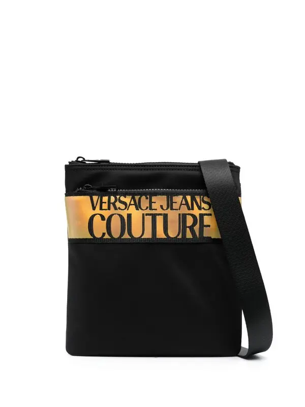Versace Logo-print Zip-fastening Shoulder Bag - Black