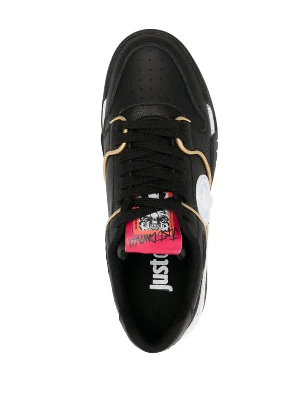 Just Cavalli Tiger Head-motif Leather Sneakers - Black