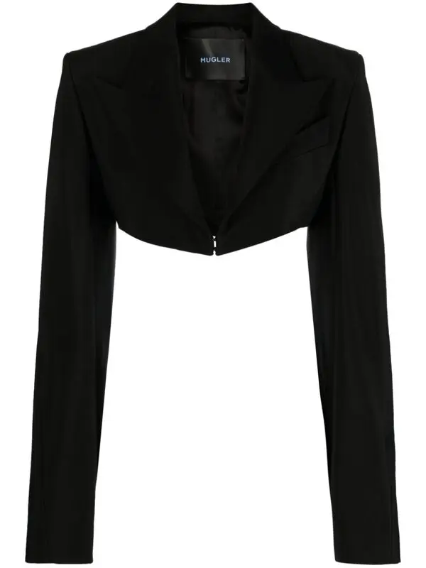 MUGLER Cropped Twill Blazer