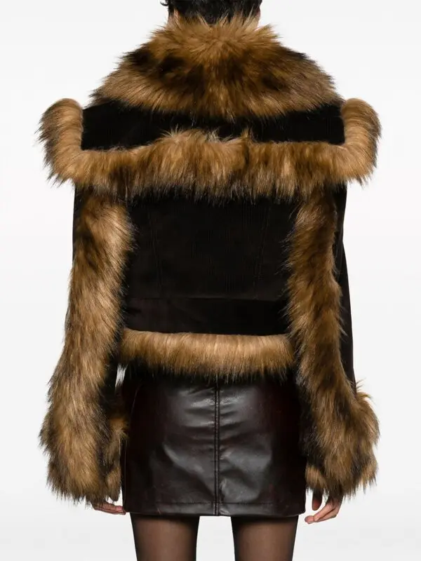 Dsquared2 Faux-Fur Trim Corduroy Cotton Jacket In Brown - 40% Off
