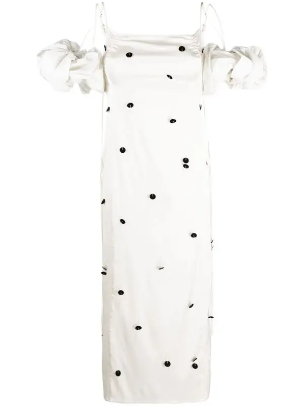 Jacquemus Polka-dot Midi Dress - White