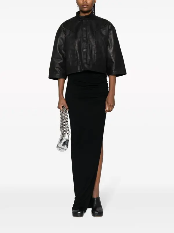 Rick Owens Cropped Leather Jacket - Black