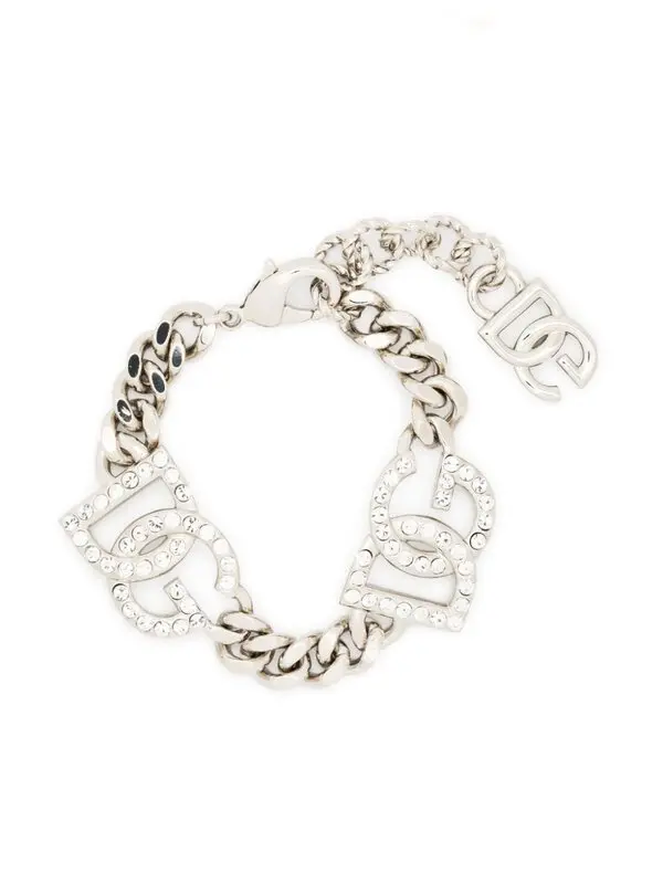 Dolce & Gabbana Crystal-embellished Link-chain Bracelet - Silver