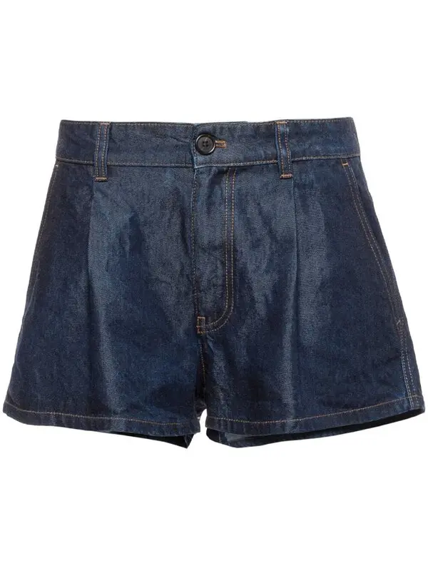 Miu Miu Denim Pleated Shorts