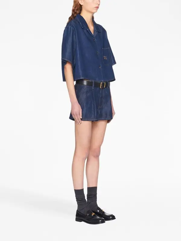 Miu Miu Denim Pleated Shorts