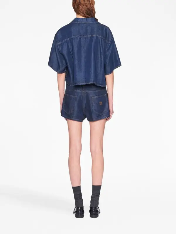 Miu Miu Denim Pleated Shorts
