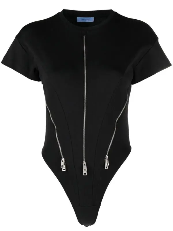 MUGLER Zip-detail Short-sleeve Bodysuit