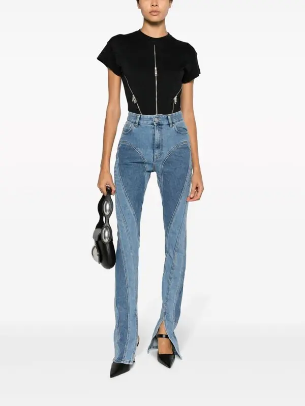 MUGLER Zip-detail Short-sleeve Bodysuit
