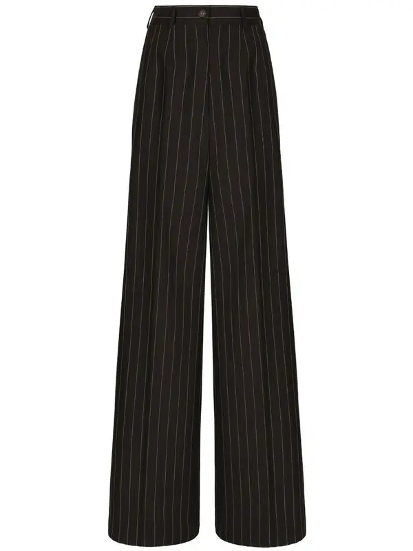 Dolce & Gabbana Pinstriped Wide-leg Trousers - Black