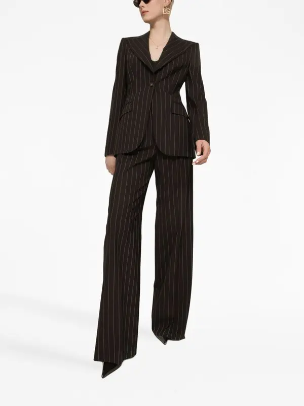 Dolce & Gabbana Pinstriped Wide-leg Trousers - Black