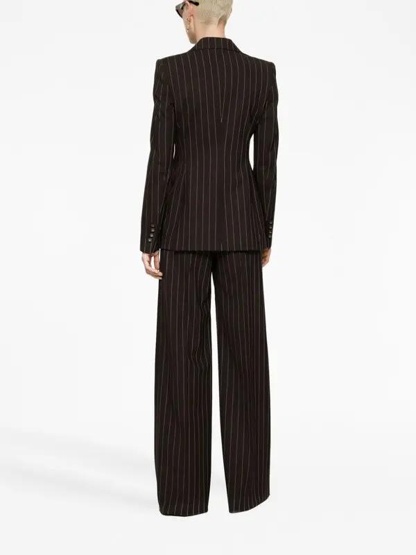 Dolce & Gabbana Pinstriped Wide-leg Trousers - Black