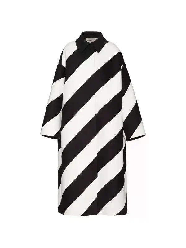 Valentino Garavani Compact Stripe Virgin Wool-cashmere Coat - Black