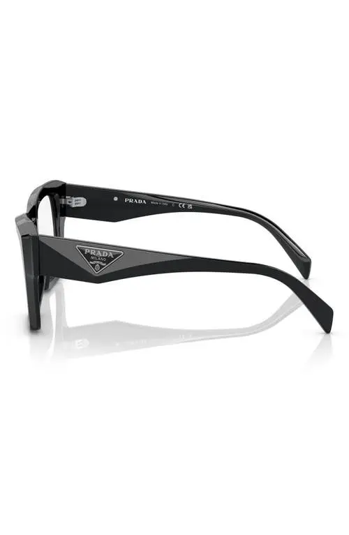 Prada 51mm Square Optical Glasses - Black/demo Lens