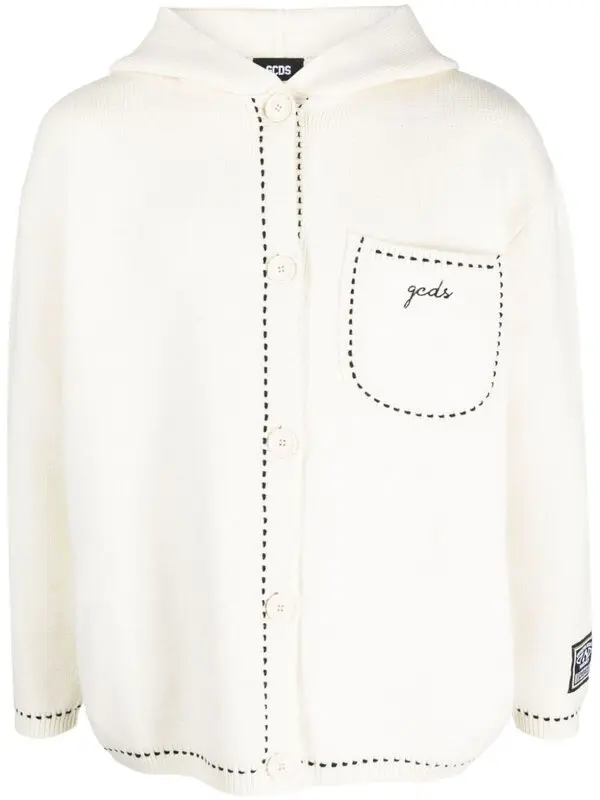 Gcds Logo-embroidered Hooded Jacket - White