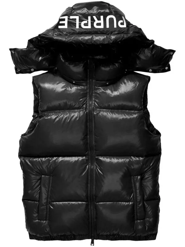 PURPLE BRAND Logo-print Padded Gilet - Black