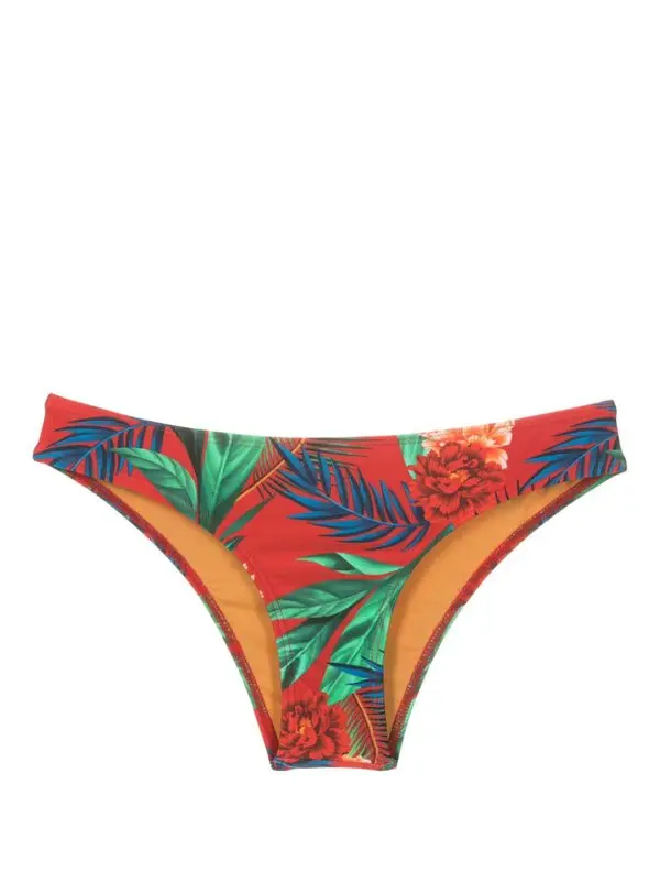 LYGIA & NANNY Waikiki Floral-print Bikini Bottoms - Red