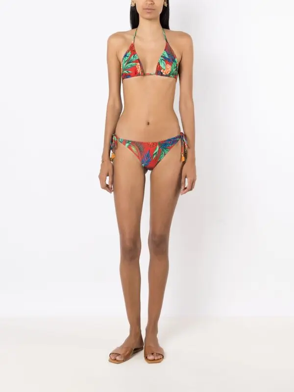 LYGIA & NANNY Maya Botanical-print Triangle Bikini - Red