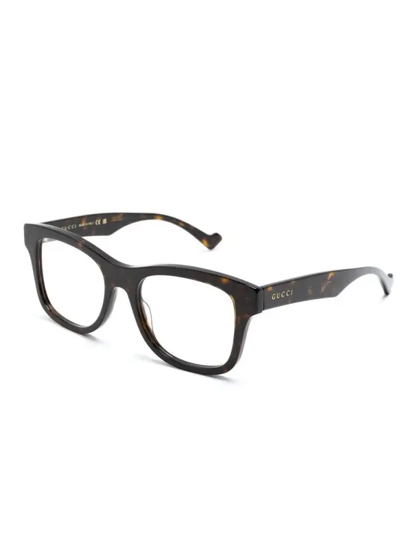 Gucci Tortoiseshell Rectangle-frame Glasses