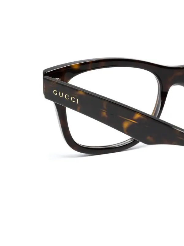 Gucci Tortoiseshell Rectangle-frame Glasses