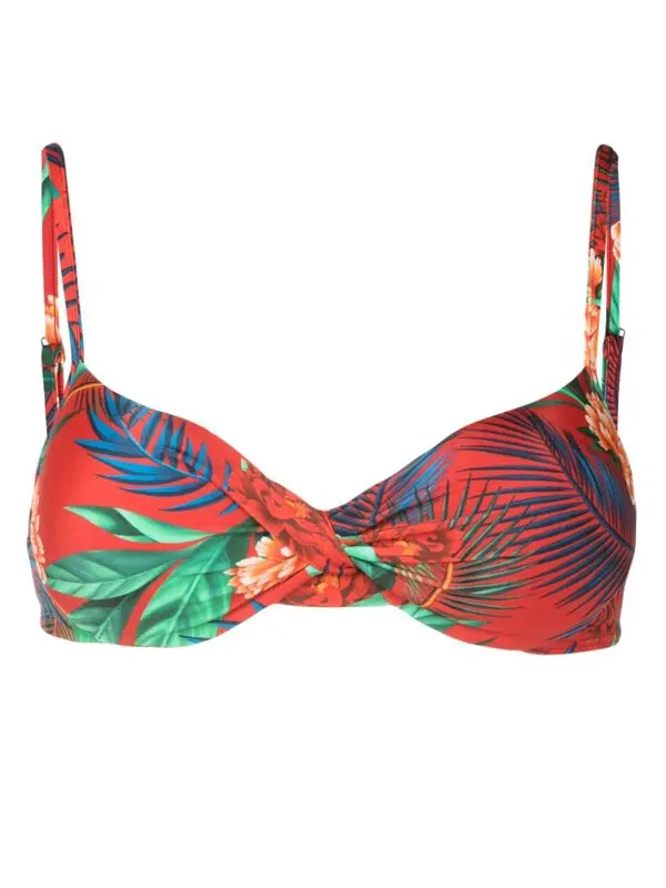 LYGIA & NANNY Cassis Floral-print Bikini Top - Red
