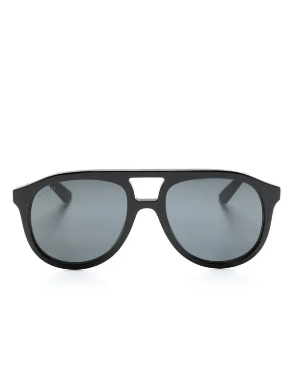 Gucci Logo-plaque Oversize-frame Sunglasses - Black