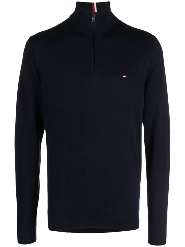Tommy Hilfiger Logo-embroidered Half-zip Jumper
