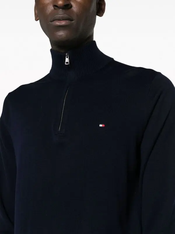 Tommy Hilfiger Logo-embroidered Half-zip Jumper