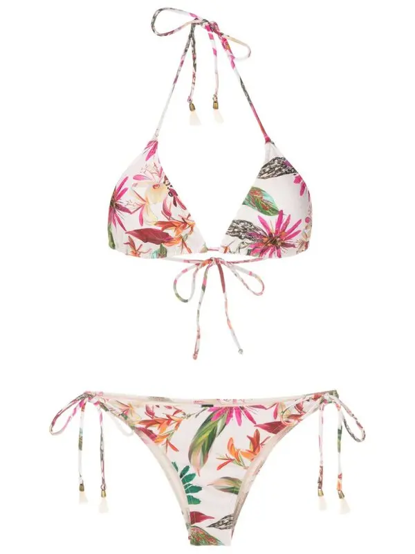 LYGIA & NANNY Maya Botanical-print Triangle Bikini - White
