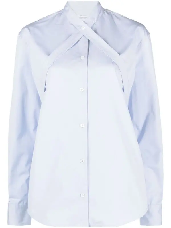 Off-White Belted Cotton-poplin Shirt - Blue