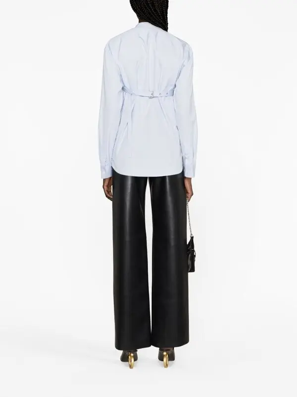 Off-White Belted Cotton-poplin Shirt - Blue