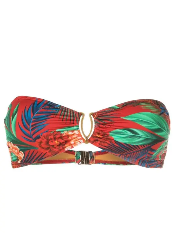 LYGIA & NANNY Mika Botanical-print Bandeau Bikini Top - Red