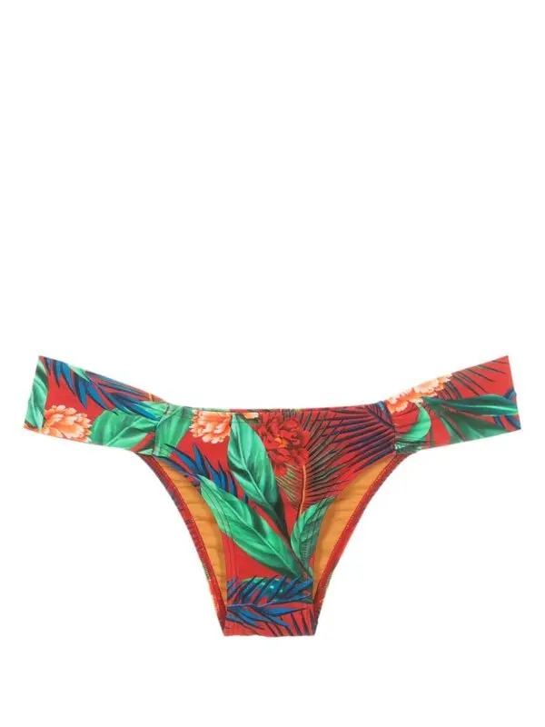 LYGIA & NANNY Ritz Botanical-print Bikini Bottom - Red