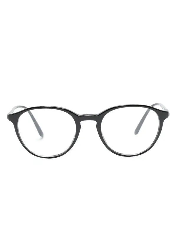 Giorgio Armani Logo-print Round-frame Glasses - Black