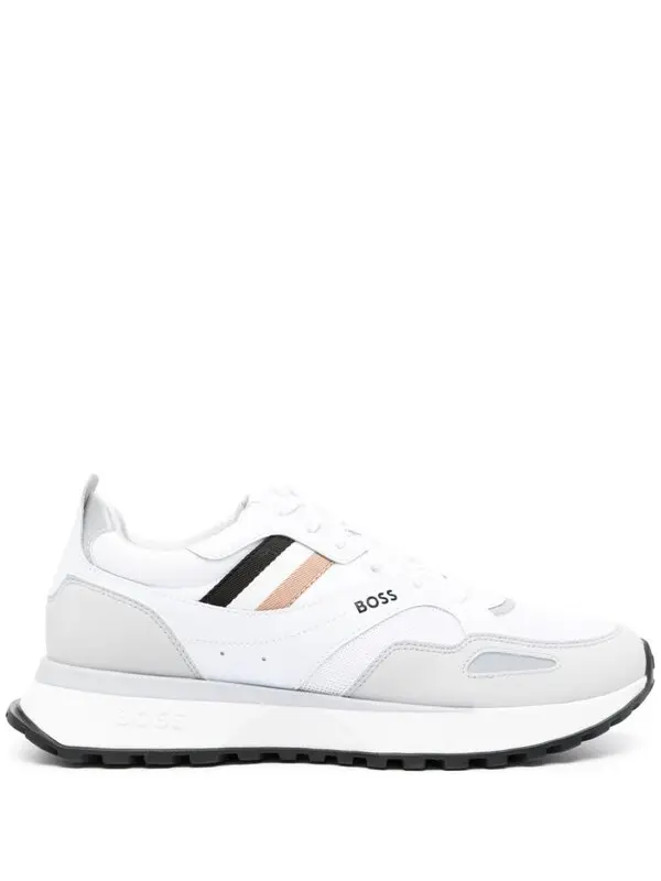 BOSS Striped Lace-up Sneakers - White
