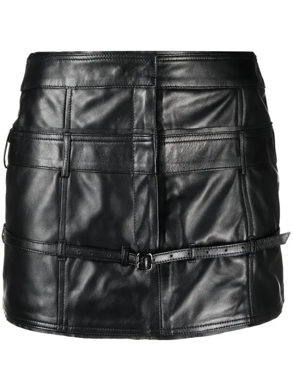 MANOKHI Belted Leather Mini Skirt