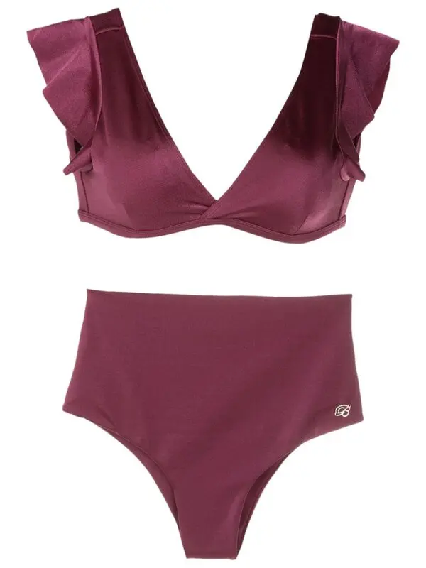 BRIGITTE V-neck High-waisted Bikini - Purple