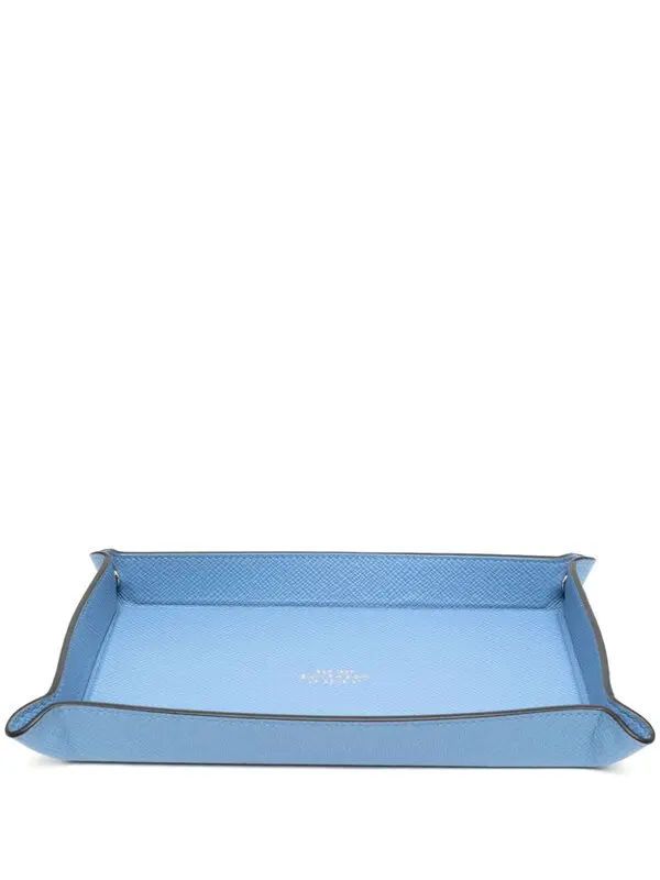 Smythson Rectangular Leather Trinket Tray - Blue