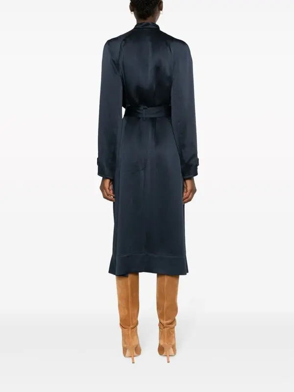 10 CORSO COMO Double-breasted Belted Satin Coat - Blue