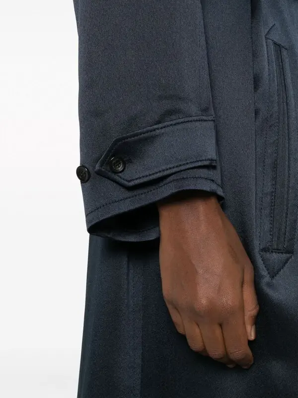 10 CORSO COMO Double-breasted Belted Satin Coat - Blue