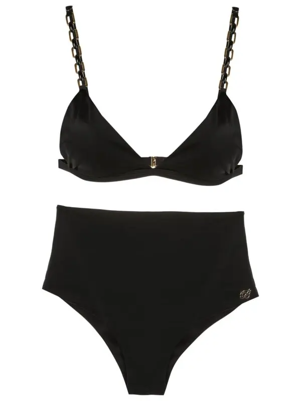 BRIGITTE Chain-link High-waisted Bikini - Black