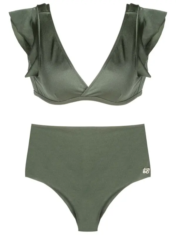 BRIGITTE V-neck High-waisted Bikini - Green