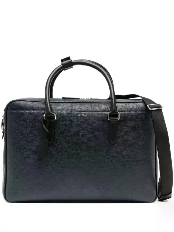 Smythson Logo-stamp Leather Briefcase