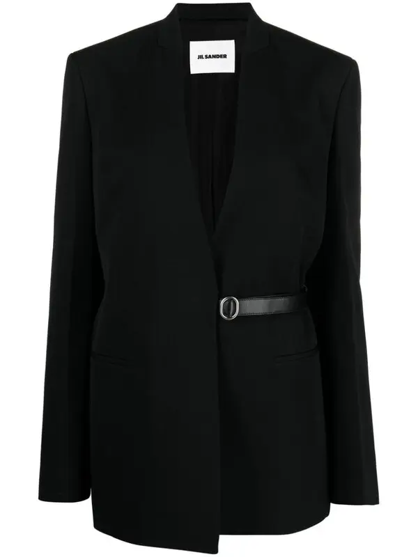 JIL SANDER Collarless Belted Blazer