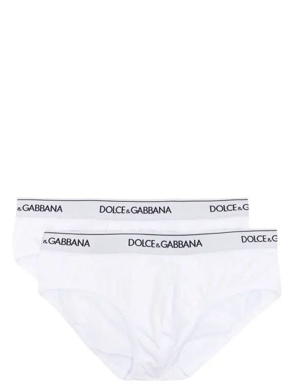 Dolce & Gabbana Logo-waistband Cotton Briefs - White