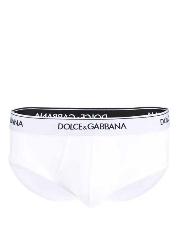 Dolce & Gabbana Logo-waistband Cotton Briefs - White