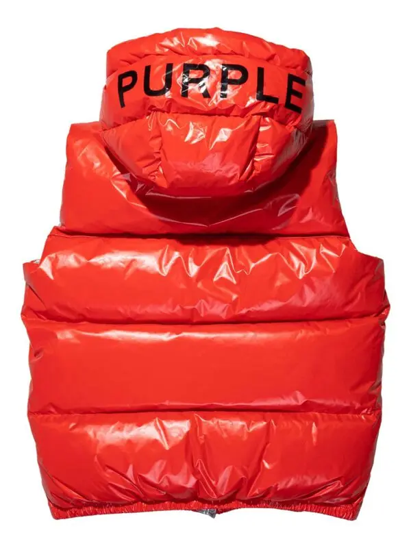 PURPLE BRAND Logo-print Hooded Padded Gilet - Red