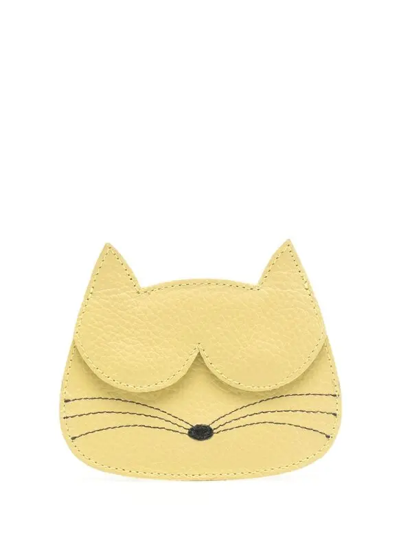 STUDIO CHOFAKIAN Cat-face Leather Card Holder - Green